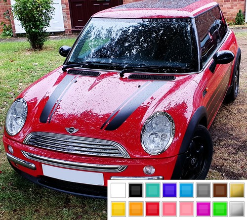 MINI COOPER R50 R52 R53 BONNET HOOD STRIPES VINYL DECALS STICKERS ...