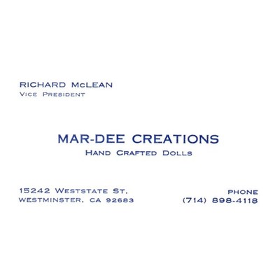 Vintage Mar-Dee Creations Handcrafted Doll Richard McLean CA Busines ...