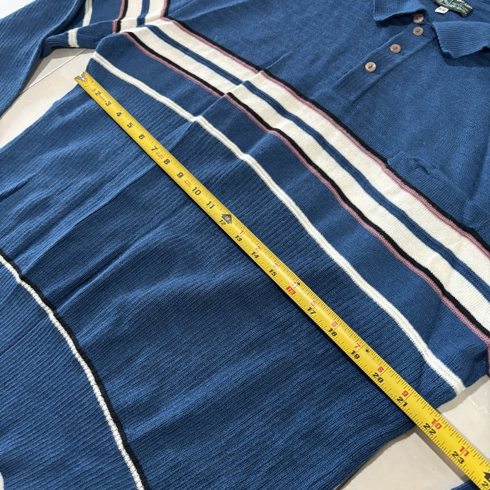 True Vintage 80s Rugby Polo Shirt Blue Striped Haband Long Sleeve Mens ...