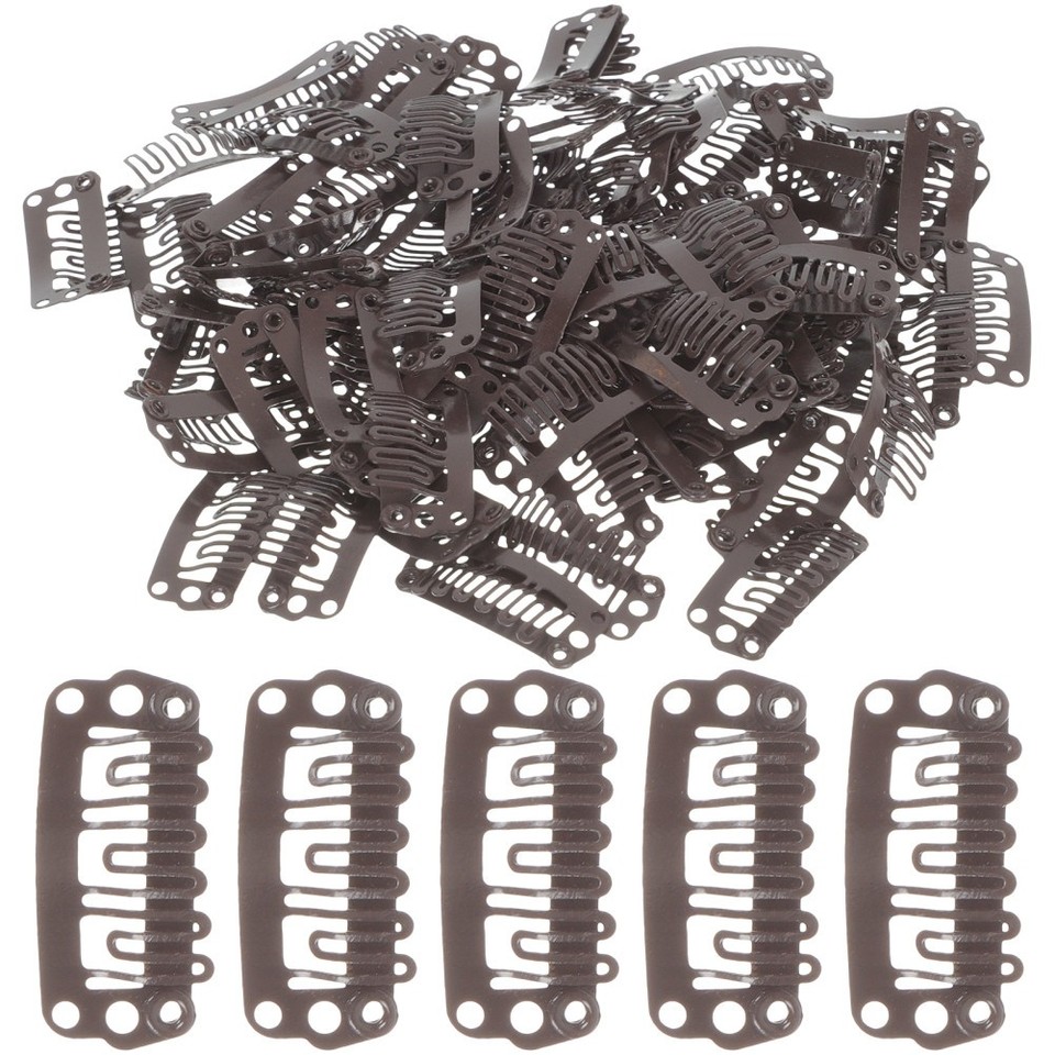Brown Metal U Shape Snap Clips 2.3 cm for Hair Extension Wig Clips ...