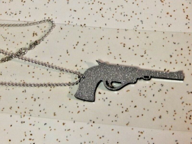 New Sourpuss Glitter Gun Revolver Charm Ball Chain Necklace Punk ...