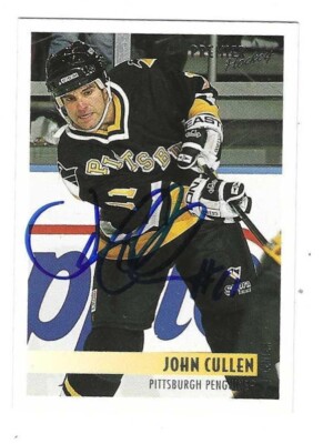 Signed 1994-95 Premier JOHN CULLEN Pittsburgh Penguins Card #423 Show ...