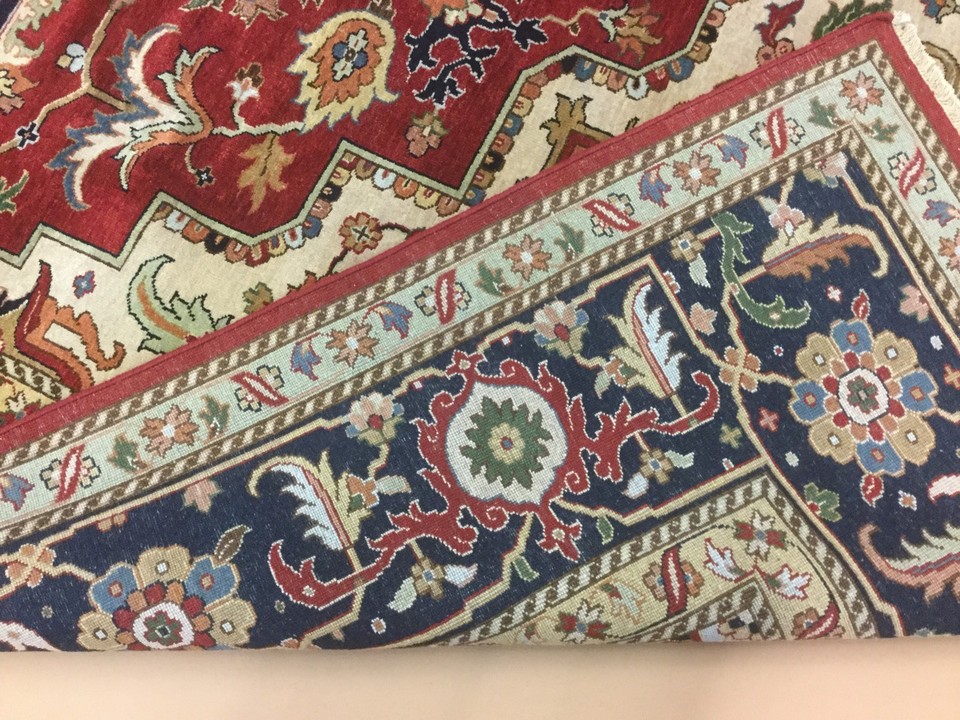 10 X 14 Red Navy Geometric Serapie Oriental Area Rug Hand Knotted Wool ...