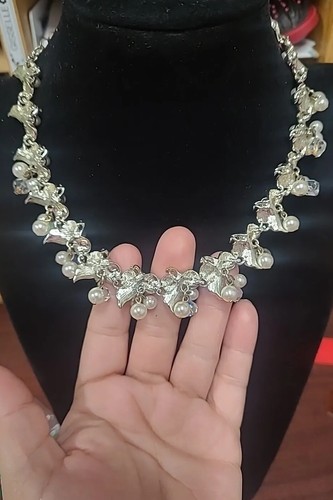 Vintage Kramer Necklace Aurora Borealis Crystal Faux Pearl Signed ...