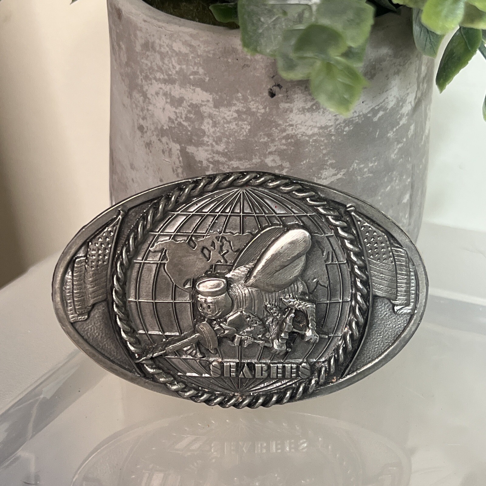 Navy Seabees Bergamot Brass Works Belt Buckle Made In… - Gem