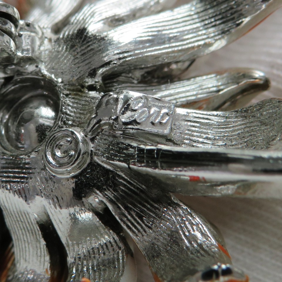 Vintage CORO Rhinestone & Enamel Flower Brooch SIGNED | eBay