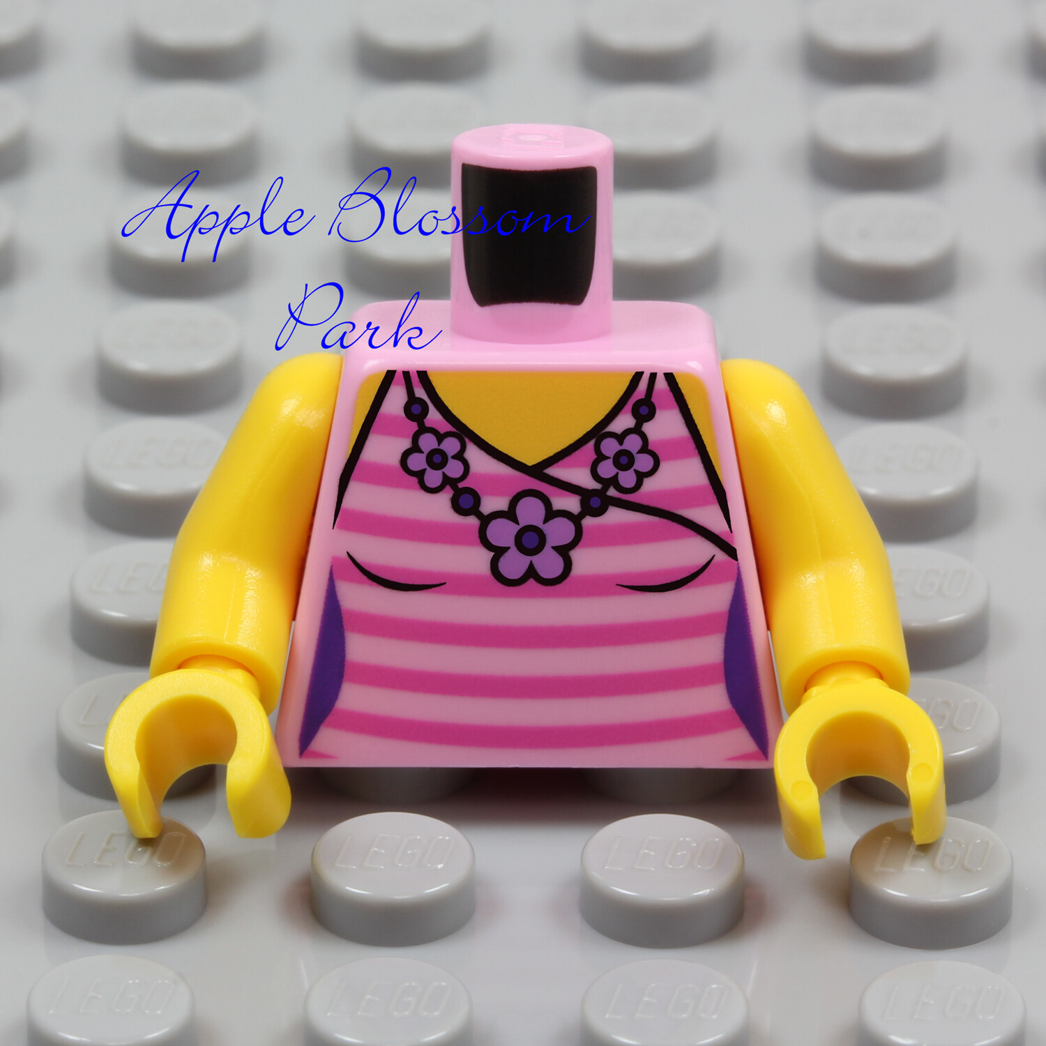 NEW Lego Female PINK SHIRT MINIFIG TORSO Girl Striped Halter Top Purple ...