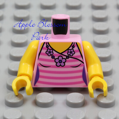 NEW Lego Female PINK SHIRT MINIFIG TORSO Girl Striped Halter Top Purple ...