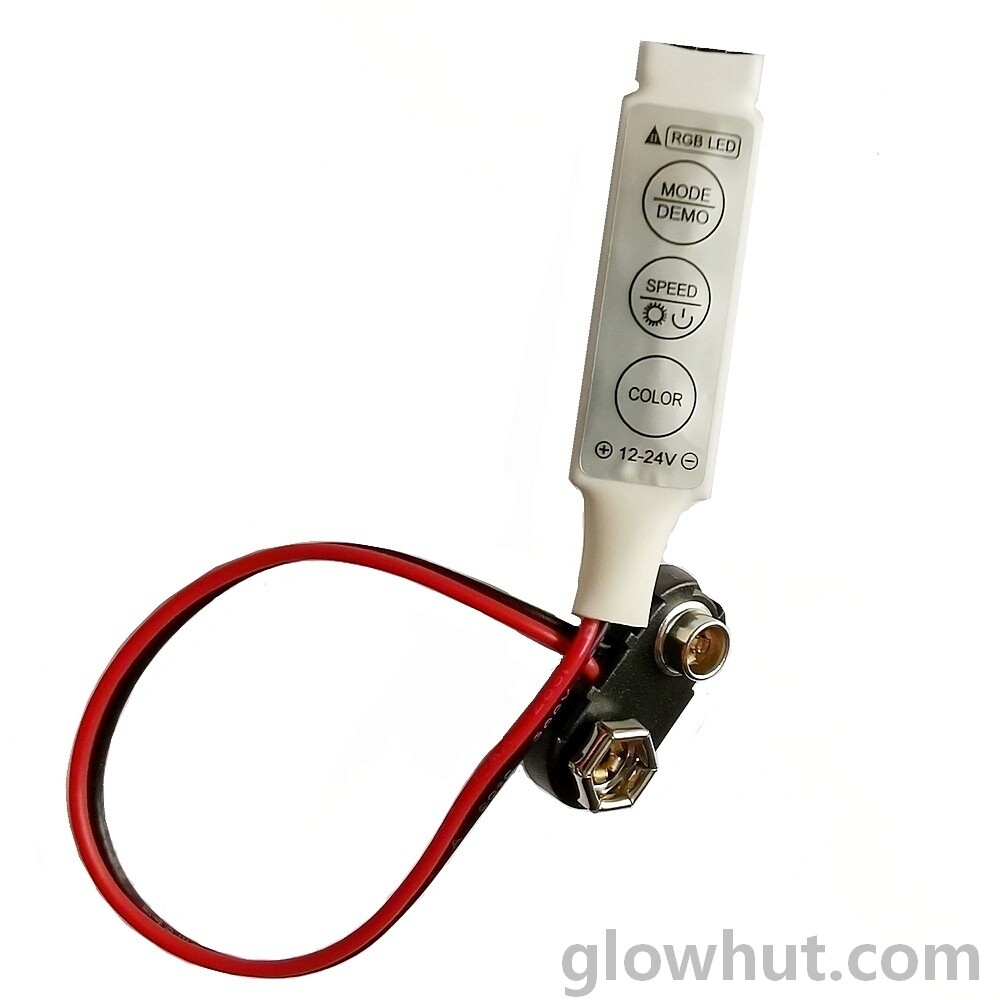 5050 RGB LED strip mini controller 9V battery connector IR RF remote ...