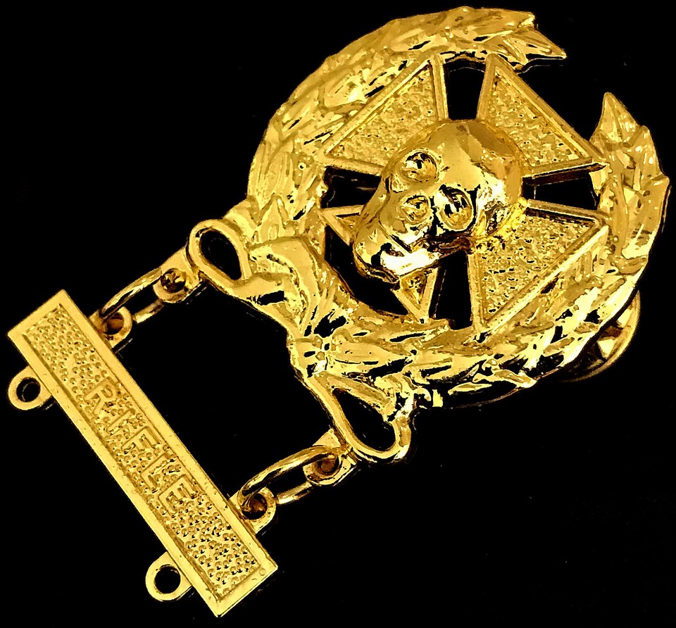 Expert Sniper Skull Badge Pin Rifle Bar Army Marksman M24 Medal GOLDEN ...