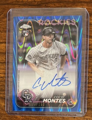 2024 TOPPS CHROME COCO MONTES Blue RayWave Auto /150 Rockies | eBay
