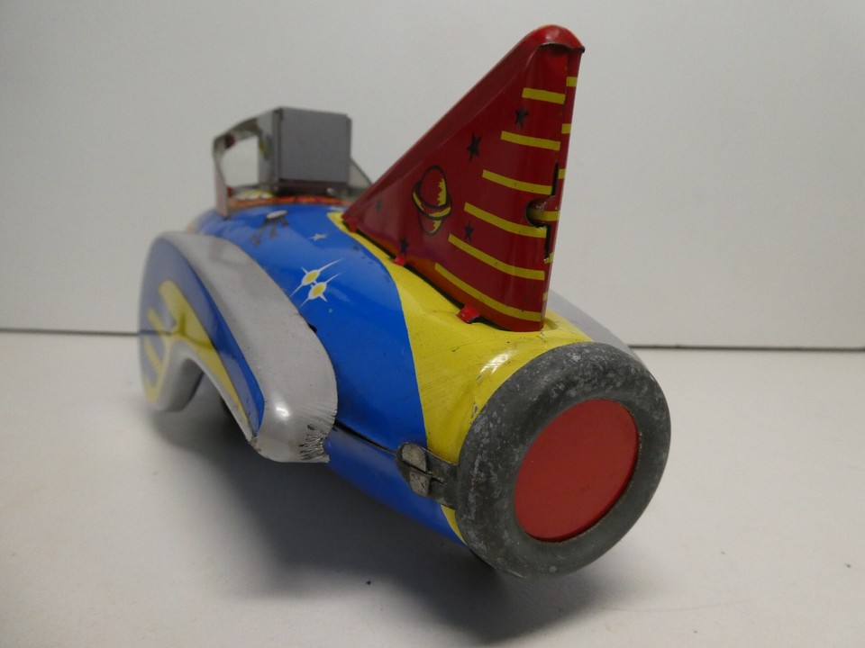 VINTAGE TIN PLATE FRICTION DRIVEN METALMANIA SPACE SHIP ROBOT ROCKET | eBay
