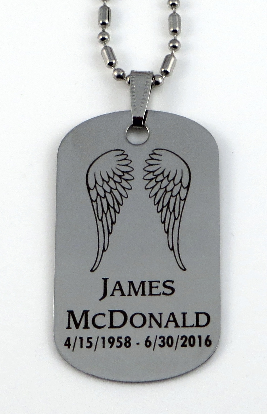 Angel Wings Memorial Tag - Free Custom Engraving | eBay