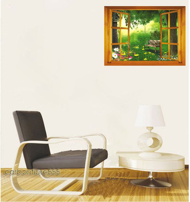 Large 3D Garden View Window Film Wall Stickers Art Decal Mural ...
