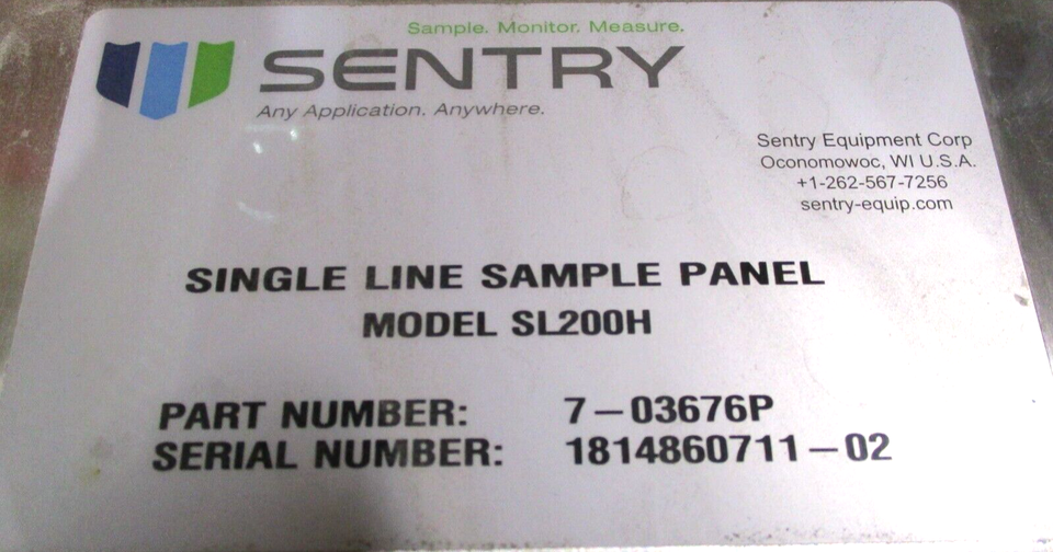 SENTRY SINGLE LINE SST SAMPLE PANEL, MODEL: SL200H, | eBay