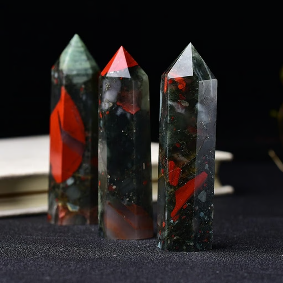 Natural African Bloodstone Healing Crystal Tower Point Reiki Obelisk ...