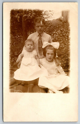 Antique RPPC Children Baby Dress Bow Tie Ruth Louise Rolland Real Photo ...
