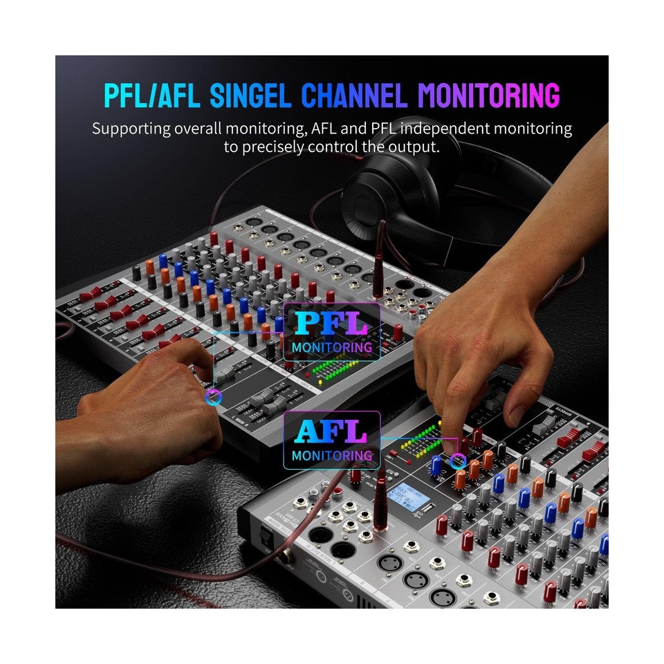 Professional DJ Audio Mixer - 8 Channel DJ Bluetooth Controller Sound ...