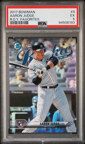 2017 BOWMAN ROOKIE OF THE YEAR ROY FAVORITES 9 AARON JUDGE NEW CASE PSA ...
