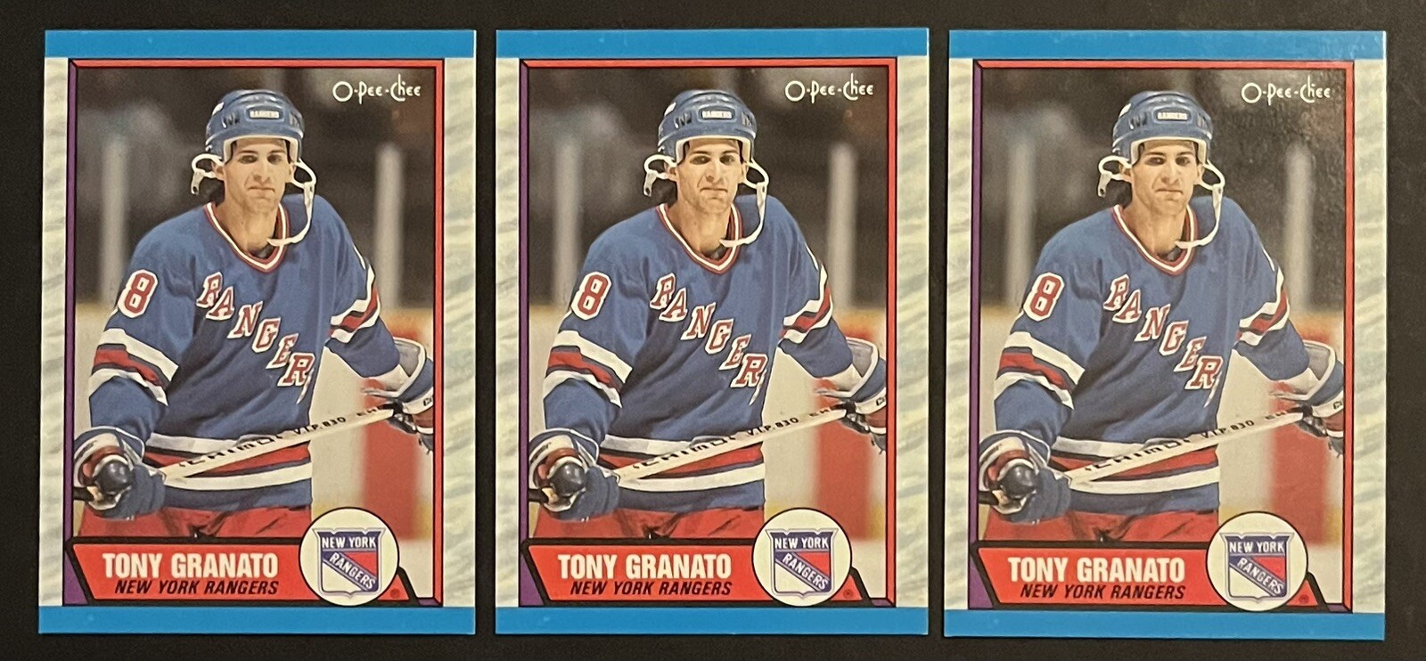 (3) 1989-90 O-PEE-CHEE OPC TONY GRANATO NEW YORK RANGERS #161 ROOKIE RC ...