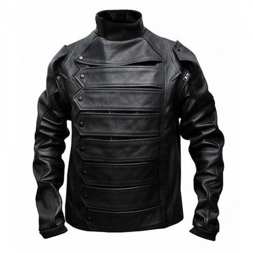 Captain America Winter Soldier Bucky Barnes Leather Jacket with ...