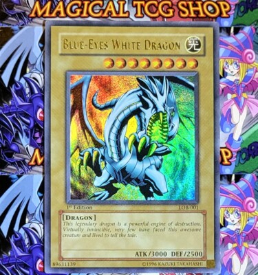 Yugioh Blue-Eyes White Dragon LOB-001 1st Edition Ultra Rare Konami ...