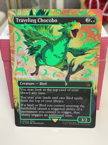 Traveling Chocobo NEON INK GREEN FOIL NM Final Fantasy MTG Magic FF EDH ...