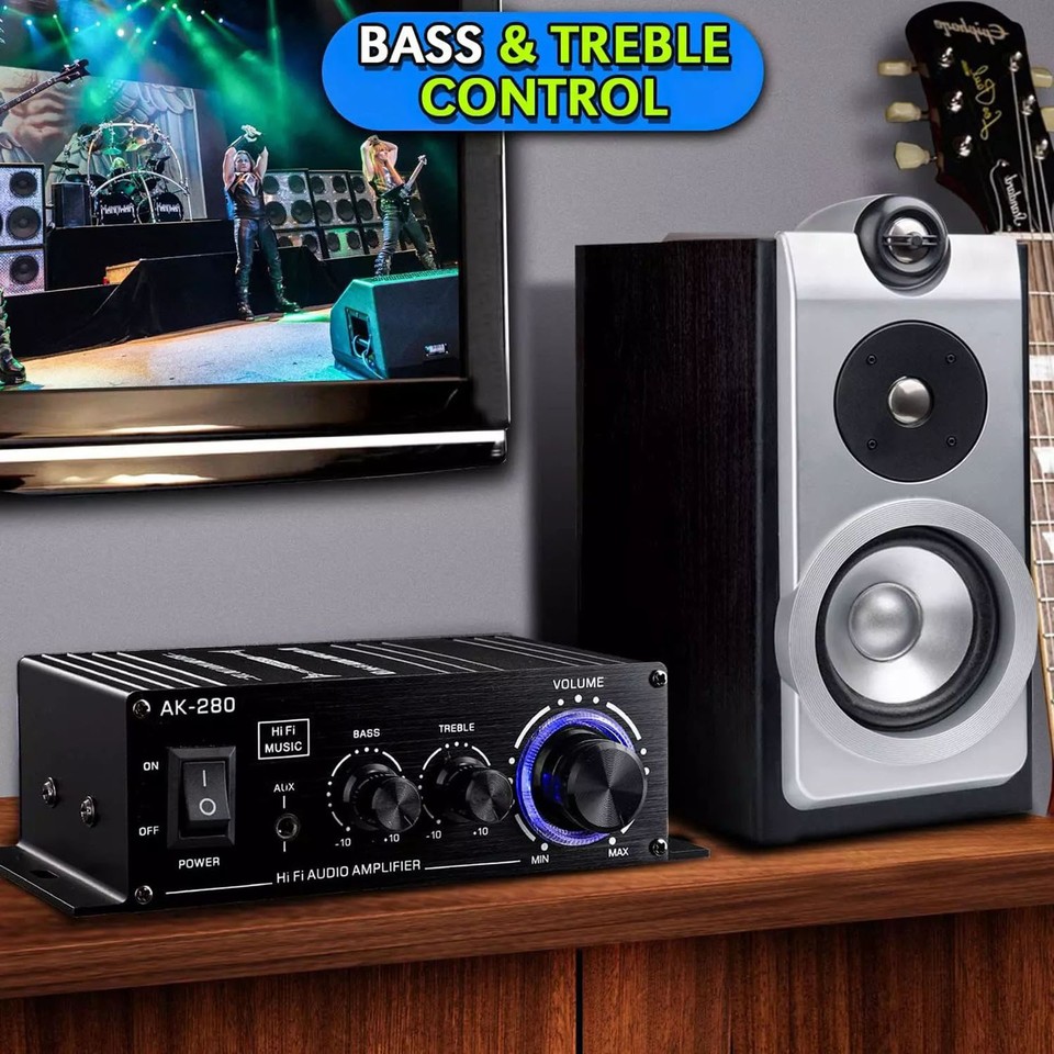 New 2.0 Channel AK280 Mini HIFI Stereo Audio Power Digital Amplifier ...