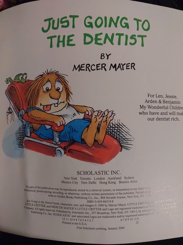 Just Going to the Dentist By Mercer Mayer Little CRITTER SCHOLASTIC ...