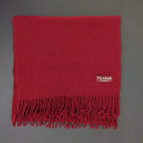VTG Jos A Bank Clothiers Scarf Burgundy All Cashmere Rectangle 44” USA ...