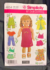 Simplicity 4654 18 Inch Doll Clothes Sewing Pattern Shorts Tops Dress ...
