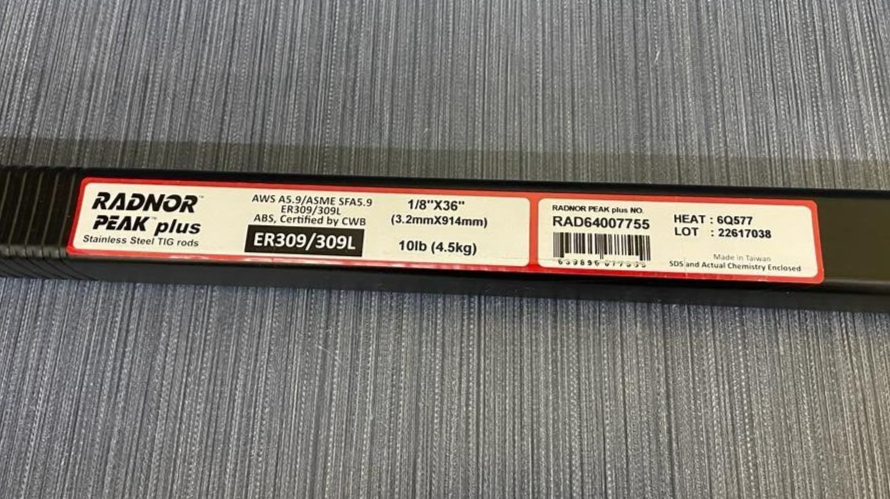 Radnor Peak Plus Stainless Steel Tig Rods ER309/309L 1/8"x36" 10lb Heat ...