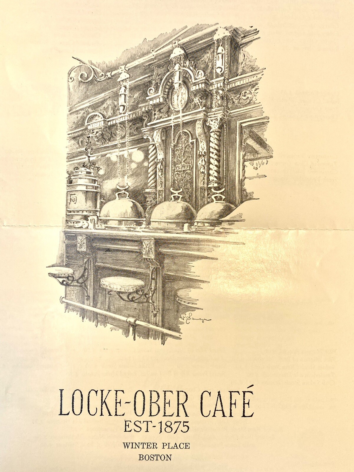 Vintage LOCKE-OBER CAFE Menu Boston Massachusetts EST - 1875 Winter ...