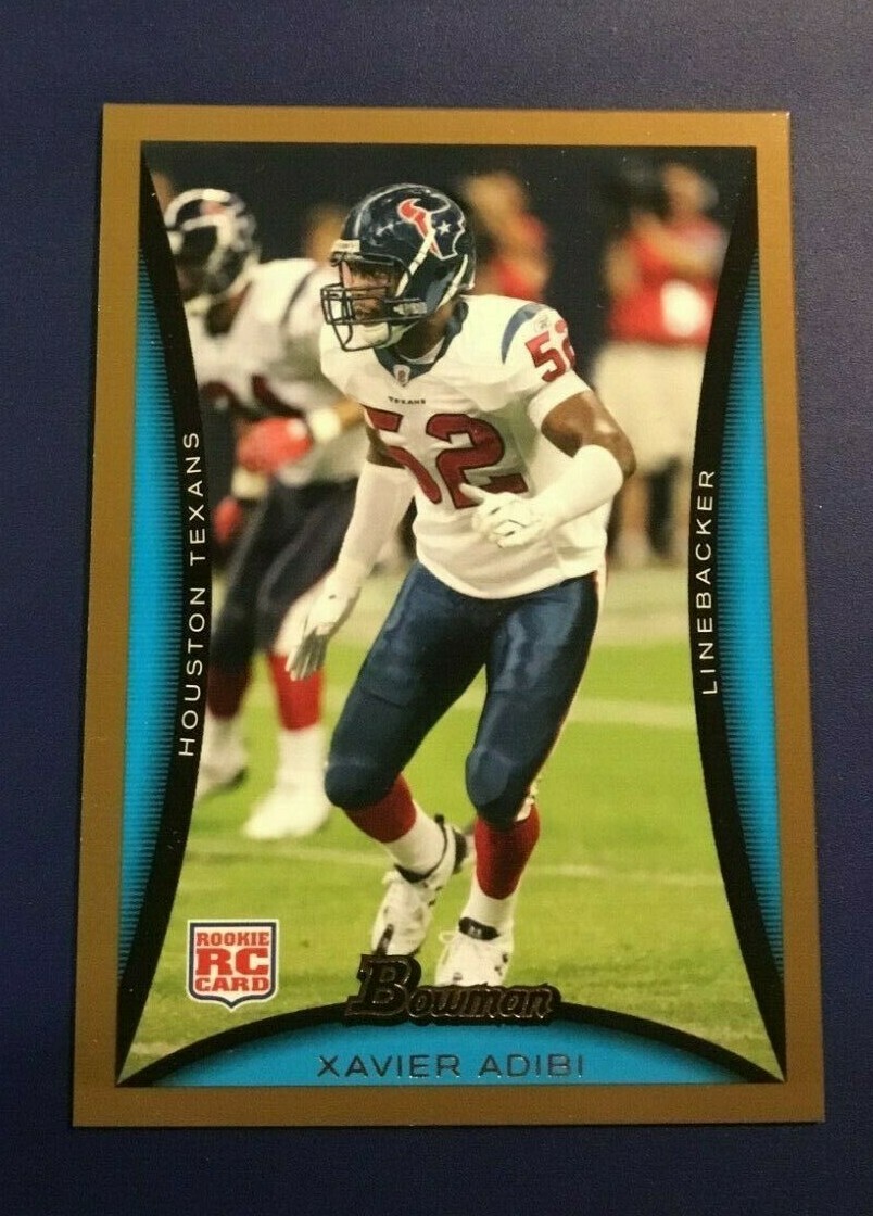 2008 Bowman Gold # 252 Xavier Adibi Virginia Tech Rookie Rc Houston ...