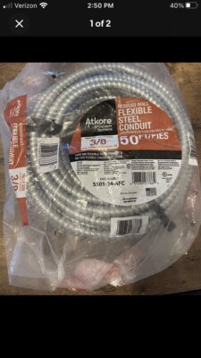 Atkore AFC Cable Systems 3/8 Reduced Wall Flexible Steel Conduit 50FT ...