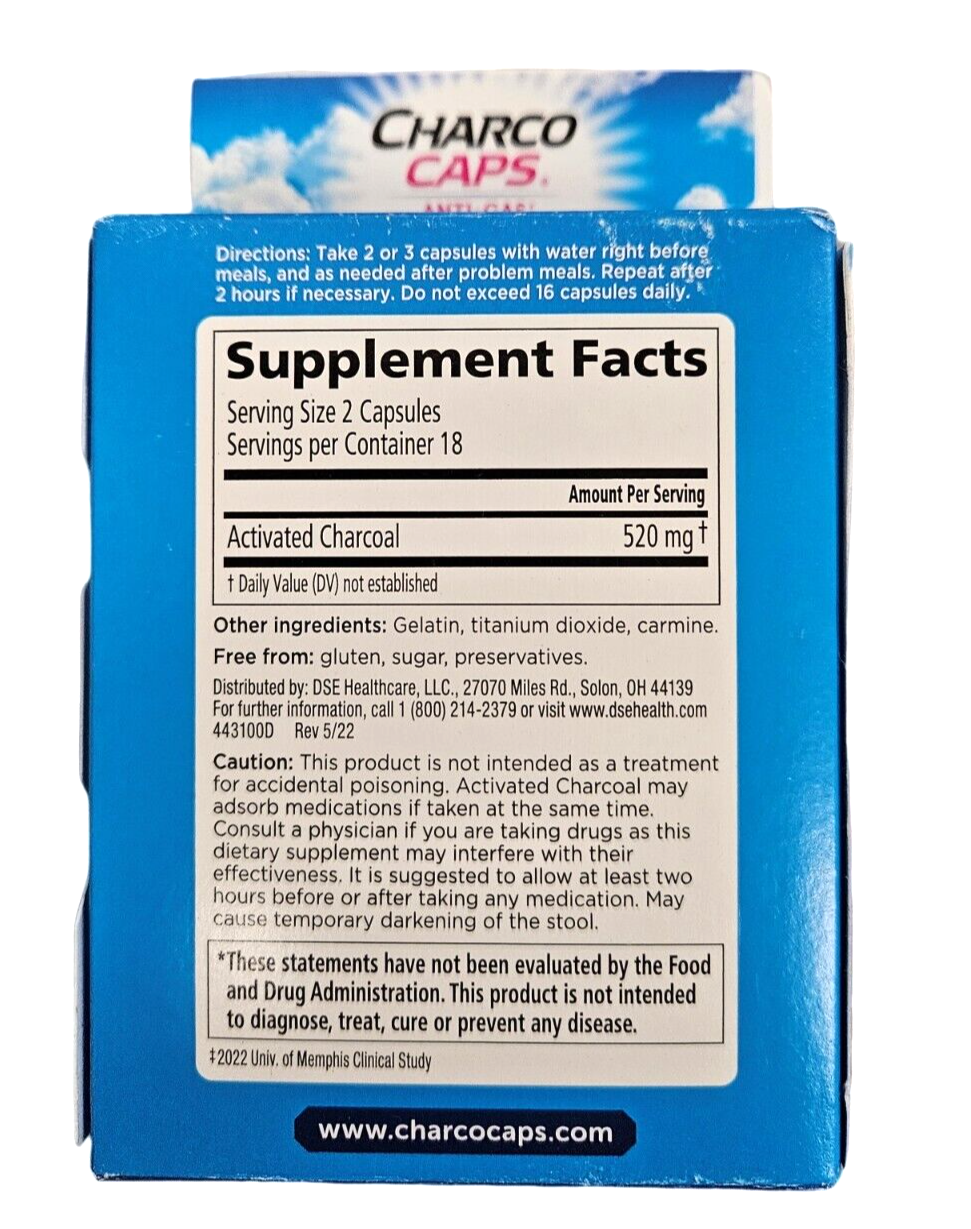 CHARCO CAPS for GAS & BLOATING Anti-gas Activated Charcoal Capsules ...