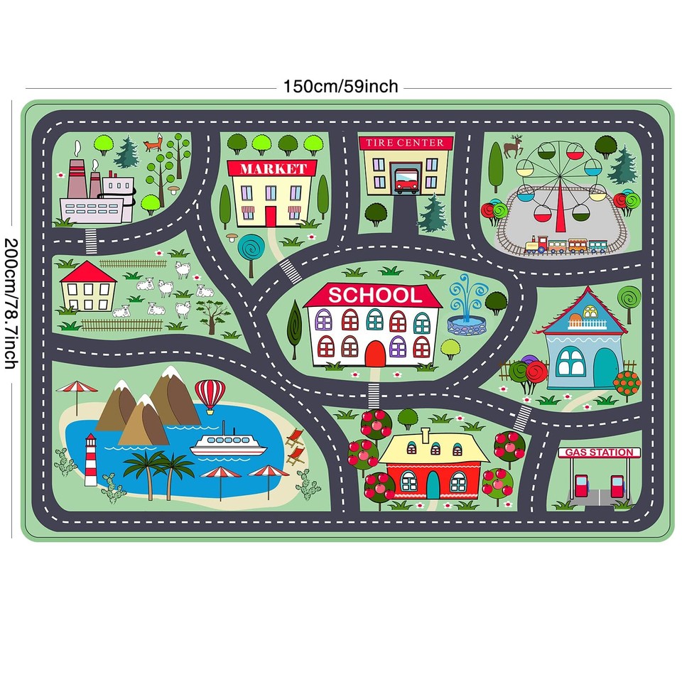 Playmat Car Rug, Play Rugs Town City Road Map Rug, Large Educational ...