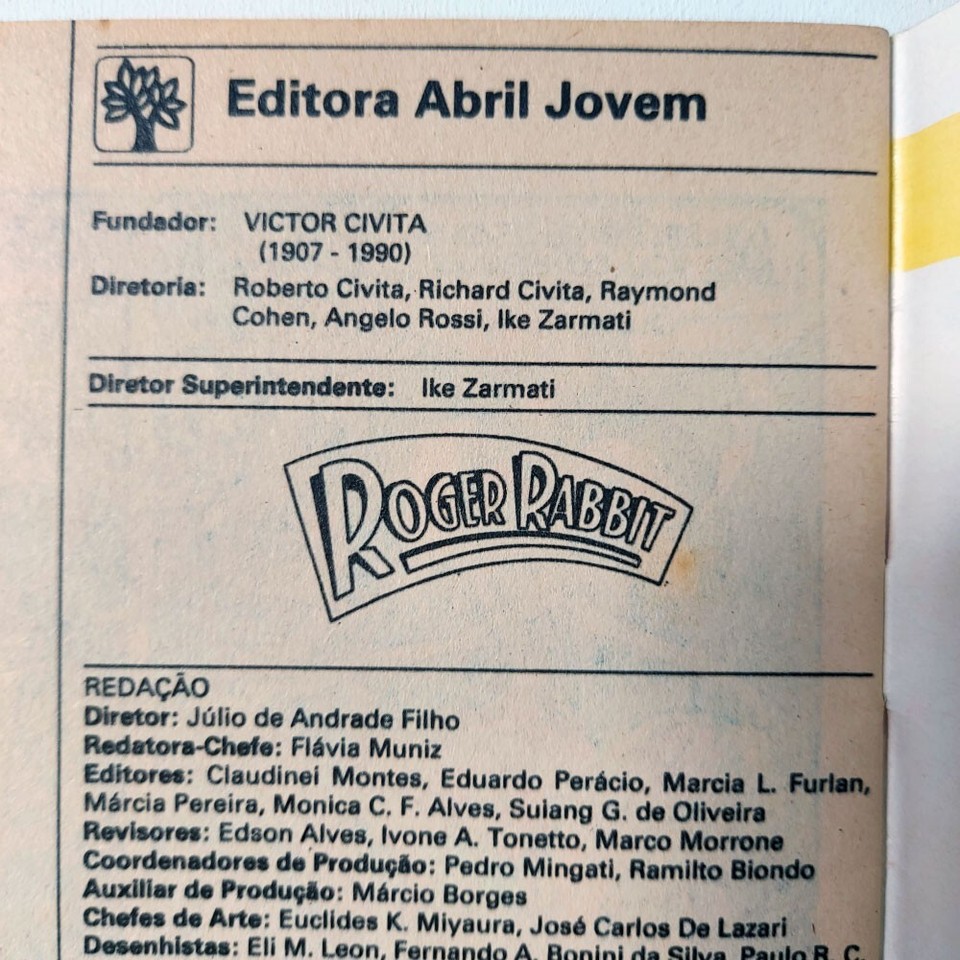 Foreign ROGER RABBIT # 1 - Disney Comic Book from Brazil - 1991 ...