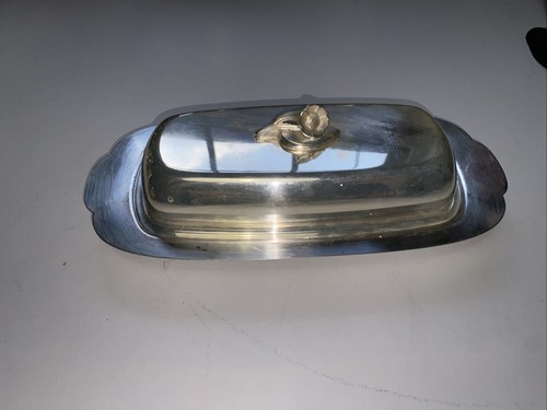 VTG Butter Dish Oneida Silversmith Flower Handle Crystal Glass Insert ...