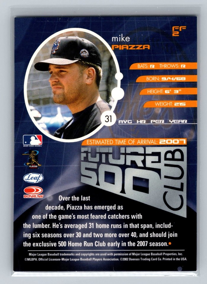 2002 Leaf Mike Piazza Future 500 Club #FF2 | eBay