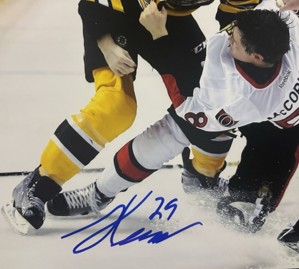 Landon FERRARO Signed 8x10 Photo! Boston Bruins! NHL FIGHT PHOTO! W/COA ...