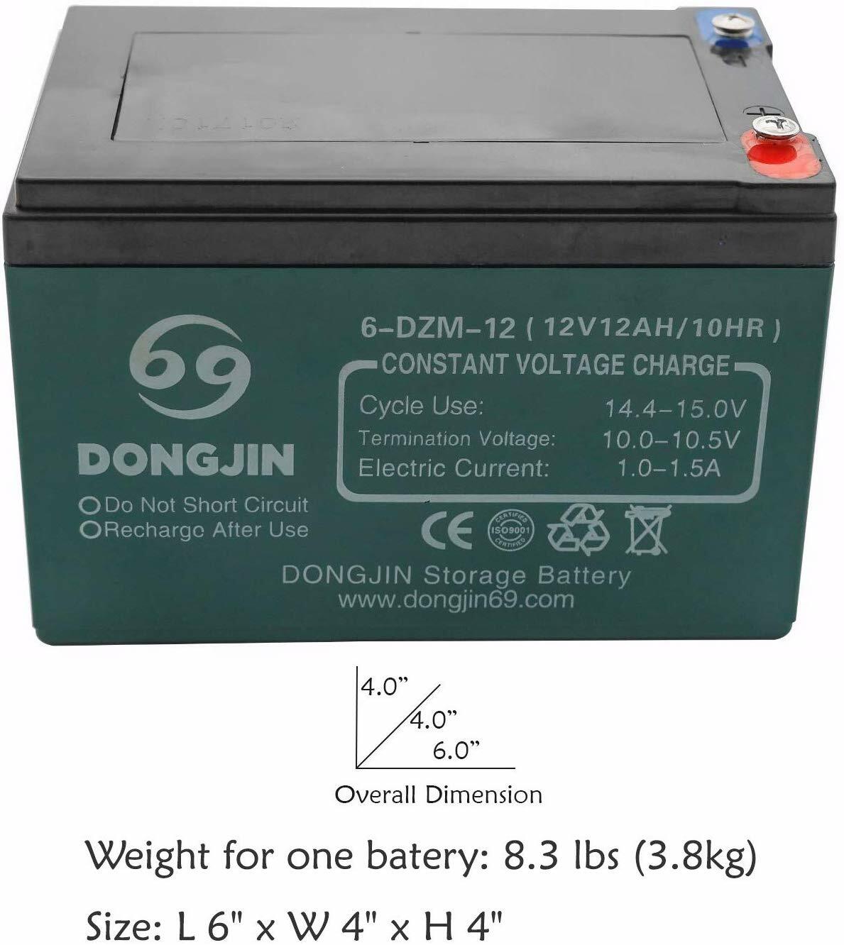 2Pcs ATV 12V Battery 6-DZM-12 For E-Bike Go-kart Scooter Mobility Buggy ...