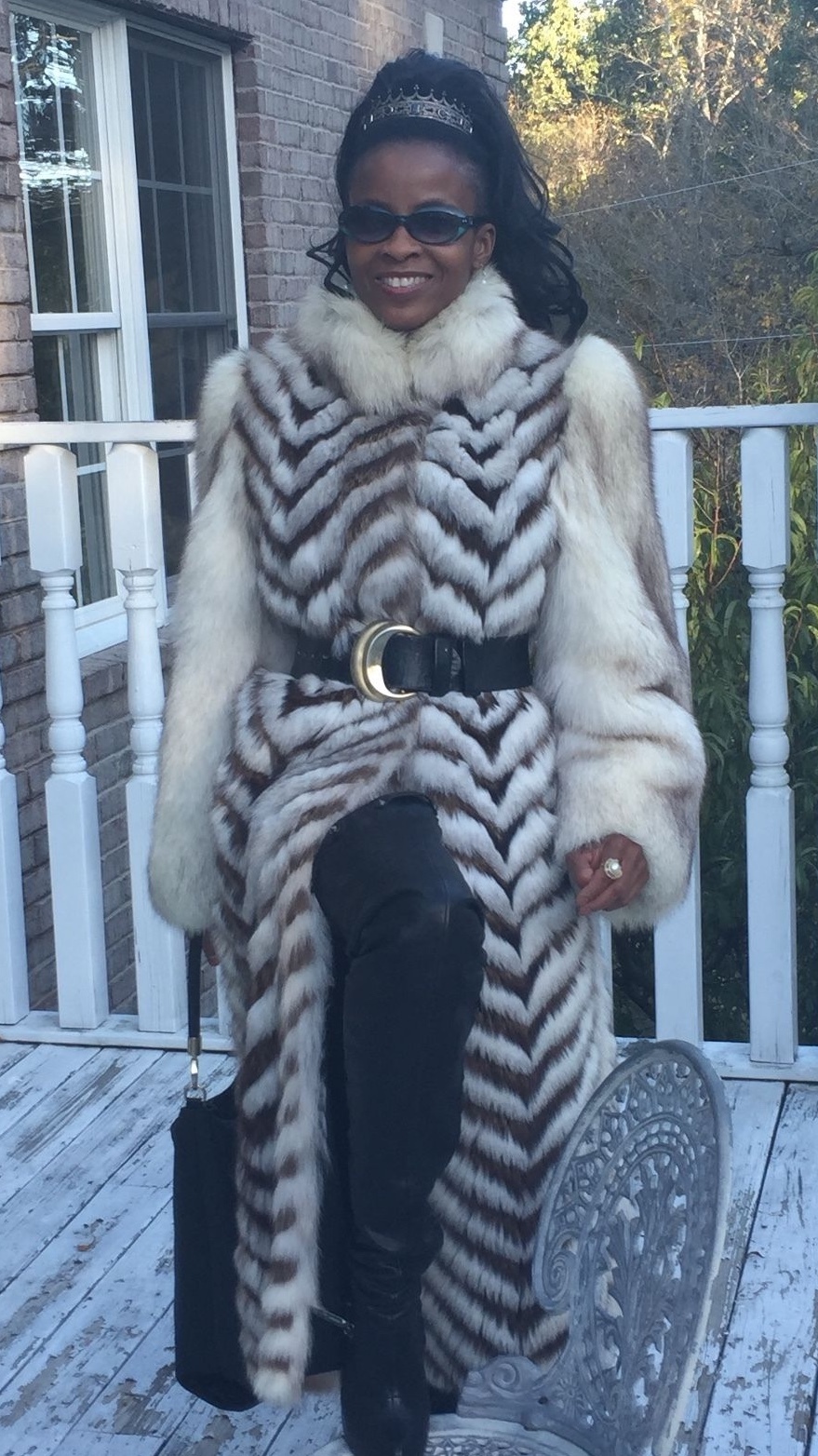 Rare Designer Full Length white Sable /brown hue Blue fox Fur Coat ...