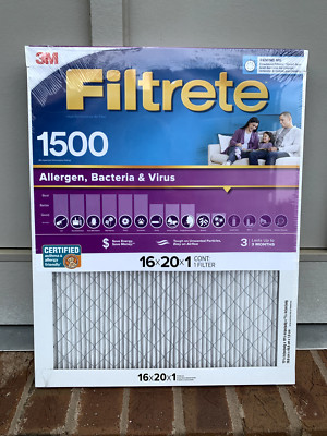 Home Air Filter Allergen Virus 3M Filtrete 1500 16x20x1 NEW in ...