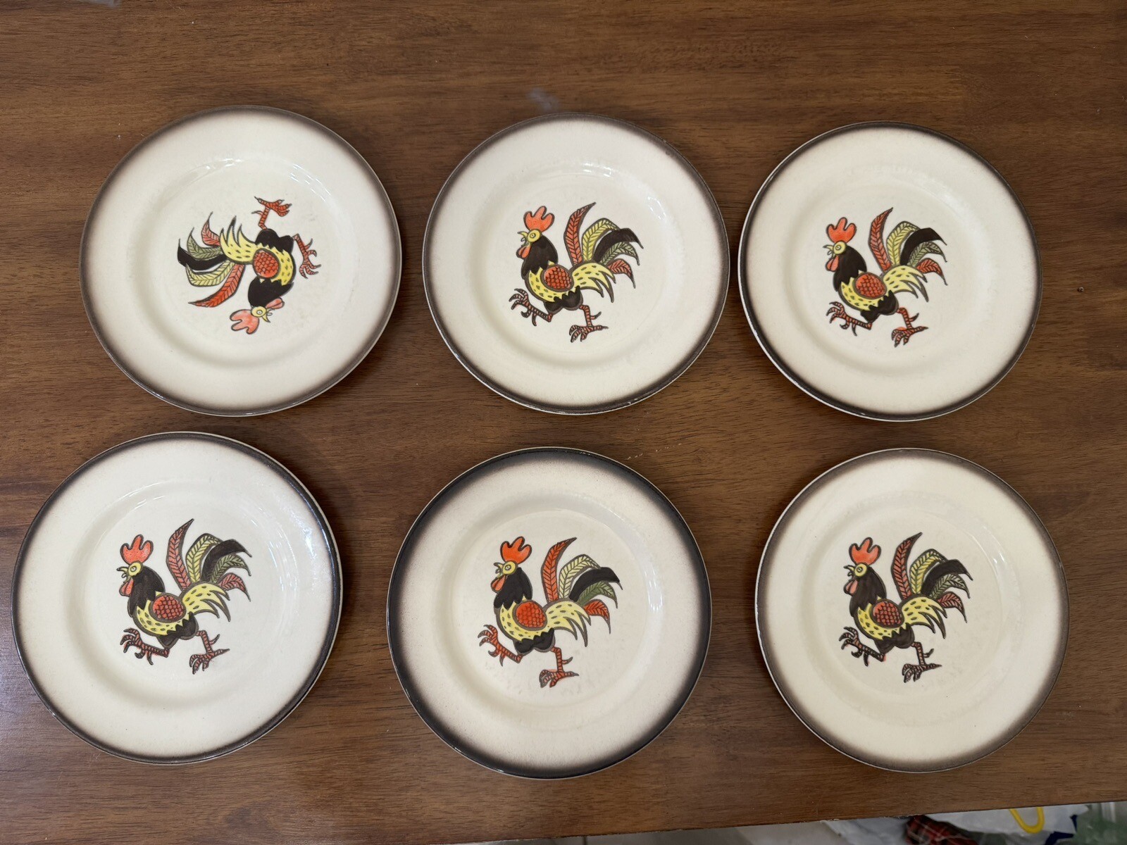 RETRO/VTG Red Rooster Salad Plates Metlox Poppytrail 7 1/2" Lot of 6 | eBay