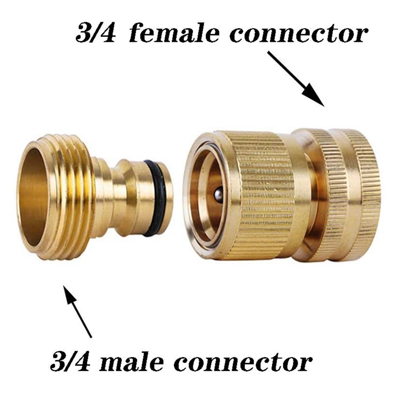 Garden Hose Connectors Solid Brass 3/4 Inch GHT Thread Easy Connect ...