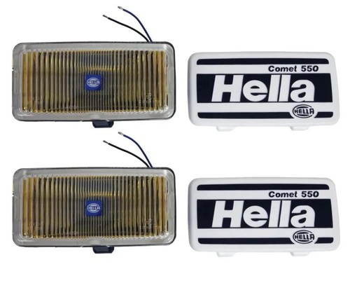 Hella 550 Series Rectangle Fog Light Black Amber Lens Halogen ...
