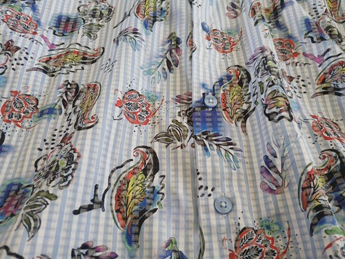 Gene Hiller Men's Long Sleeve Button Up Floral Multicolor Rainbow XL ...