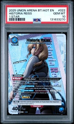 Union Arena TCG Historia Reiss Alt Art Holo PSA 10 Gem Mint Attack on ...