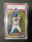 Mahki Backstrom 2022 Bowman Chrome #BCP-121 Yellow Refractor 14/75 PSA ...